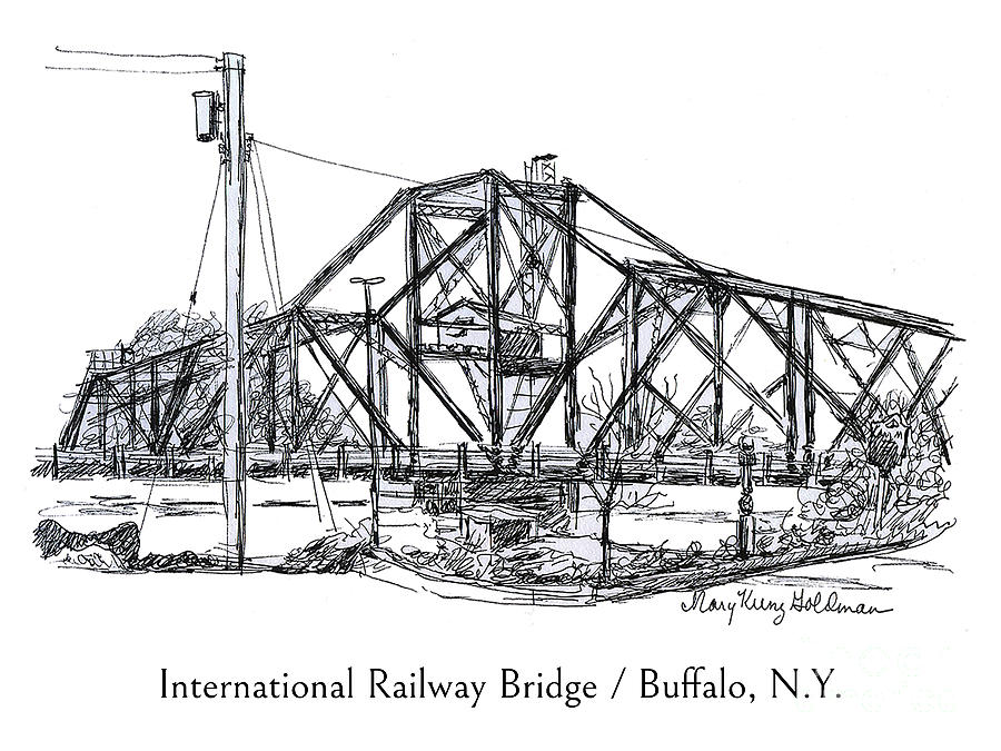 International Railway Bridge Drawing by Mary Kunz Goldman - Pixels