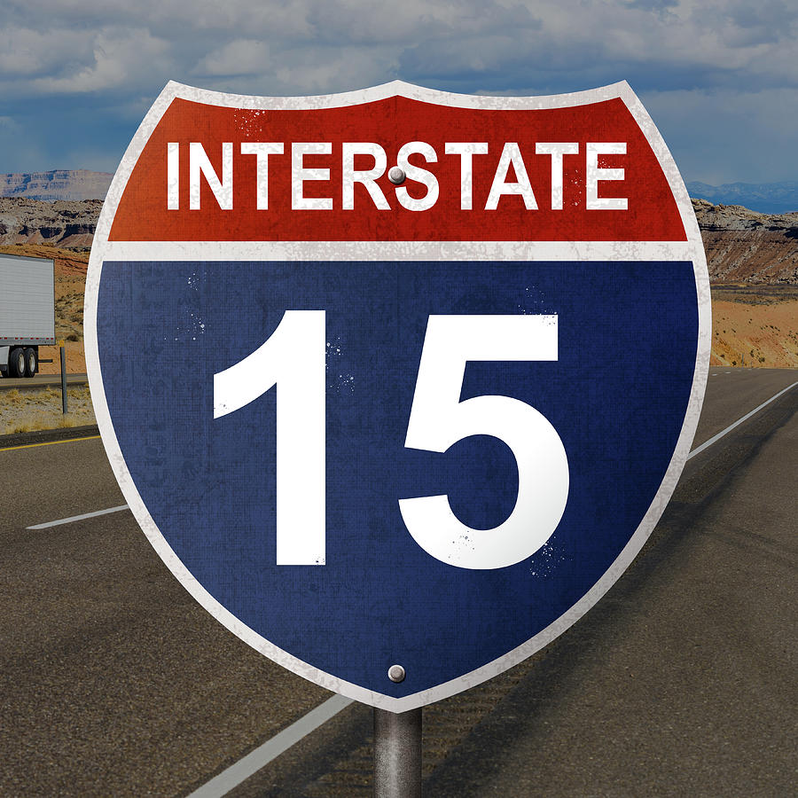 Interstate 15 Vintage Road Sign Travel Mixed Media by Design Turnpike ...