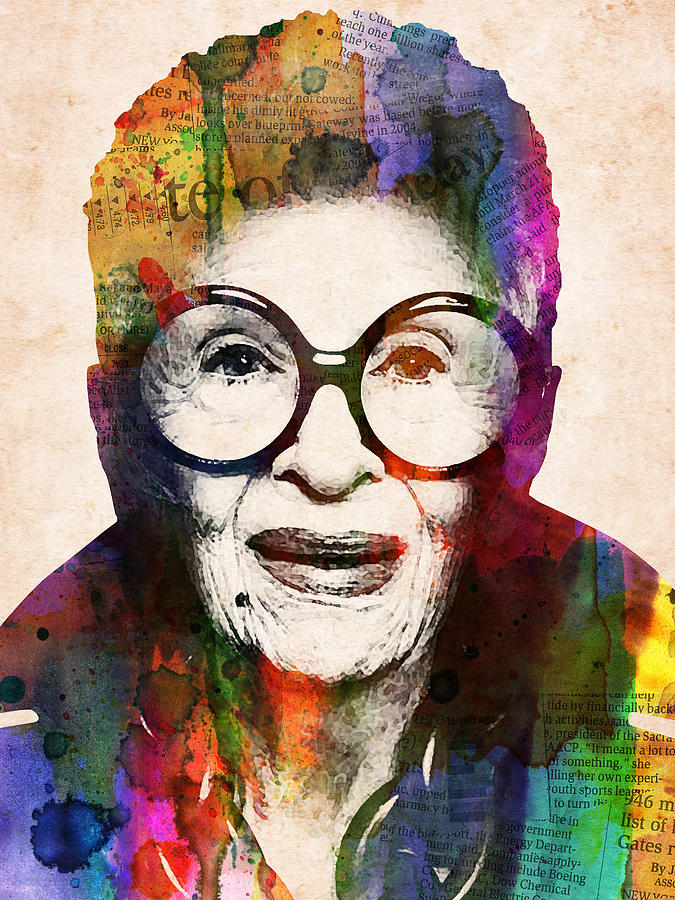 Iris Apfel Colorful Portrait Digital Art By Mihaela Pater Pixels