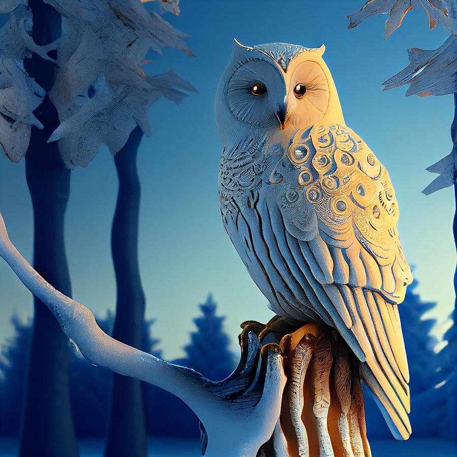 Ivory Owl Bird Art Print #2 Digital Art by DiginYall - Fine Art America