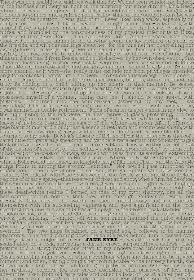 Jane Eyre by Charlotte Bronte Book Text Minimalist Typewriter ...