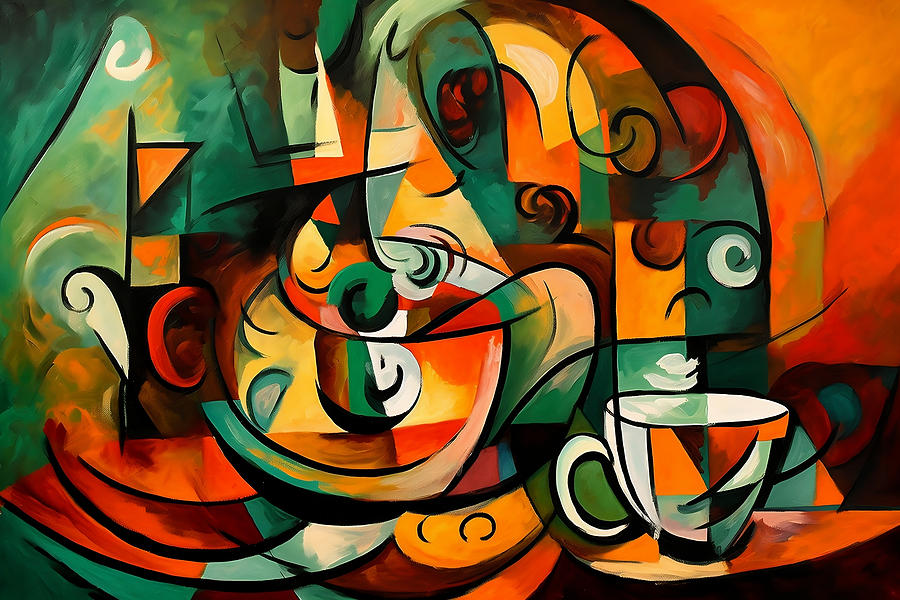 Java Geometrica- Psychedelic Cubist Coffee Cups Digital Art by ...