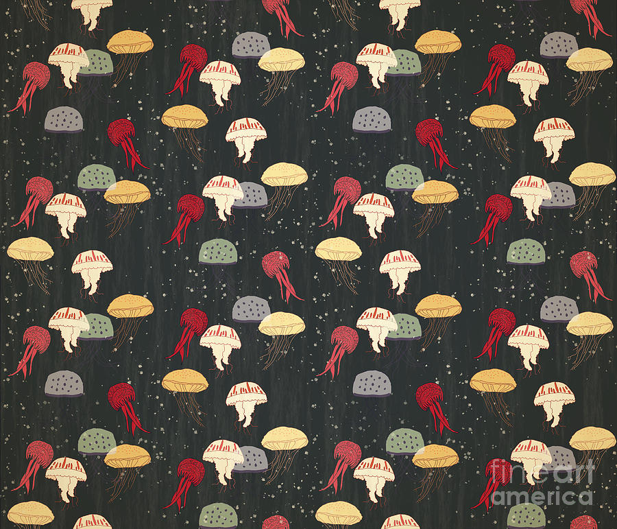 Jelly fish Repeating Pattern Digital Art by Priscilla Wolfe | Fine Art ...