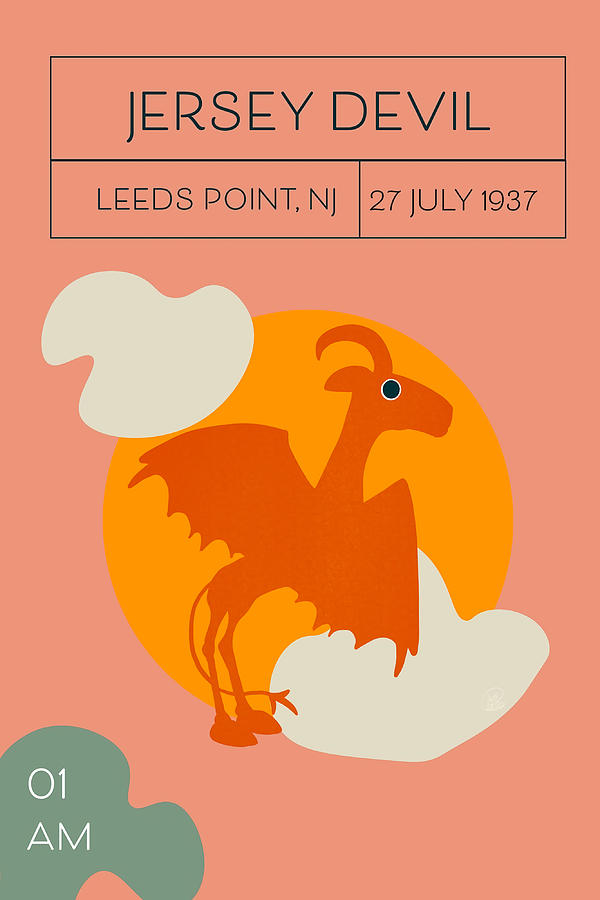 Jersey Devil Cryptids Midcentury Modern blue Painting by Jacob Taylor ...