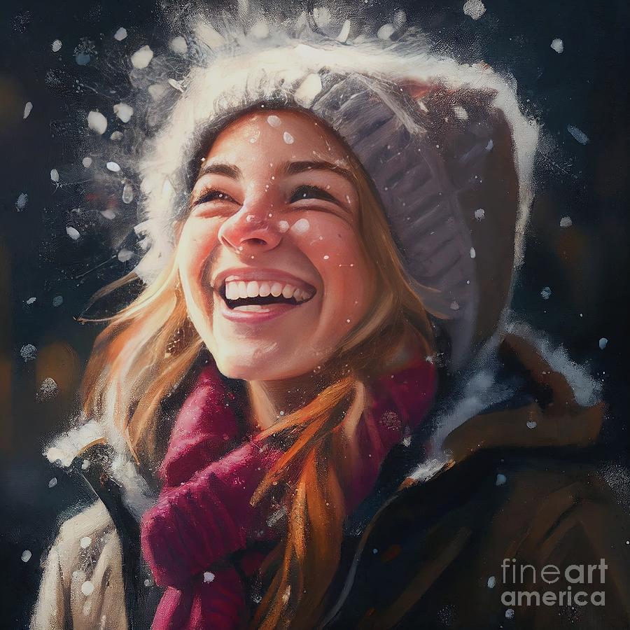 Joy Of Snow #2 Painting by Pixel Chimp - Fine Art America