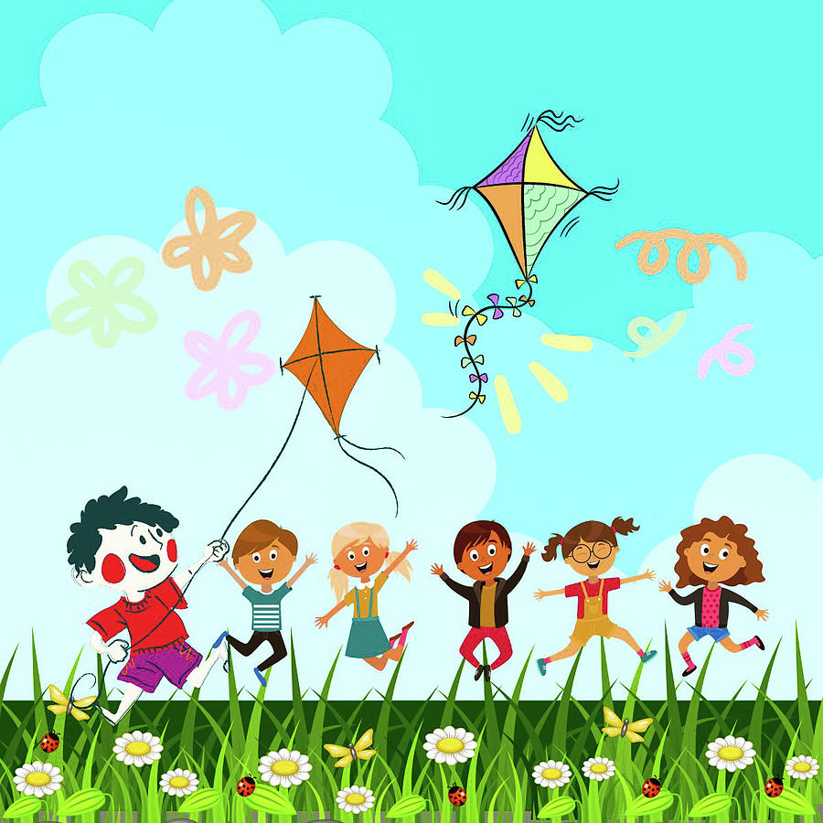 Kite flying fun Digital Art by Harleen Kokri - Pixels