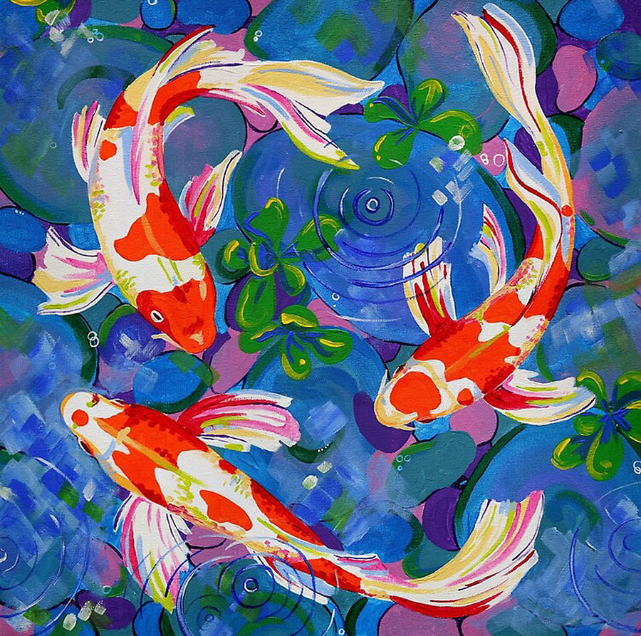 Koi - Acrylic koi fish painting Digital Art by Larry Gahmen - Fine Art America