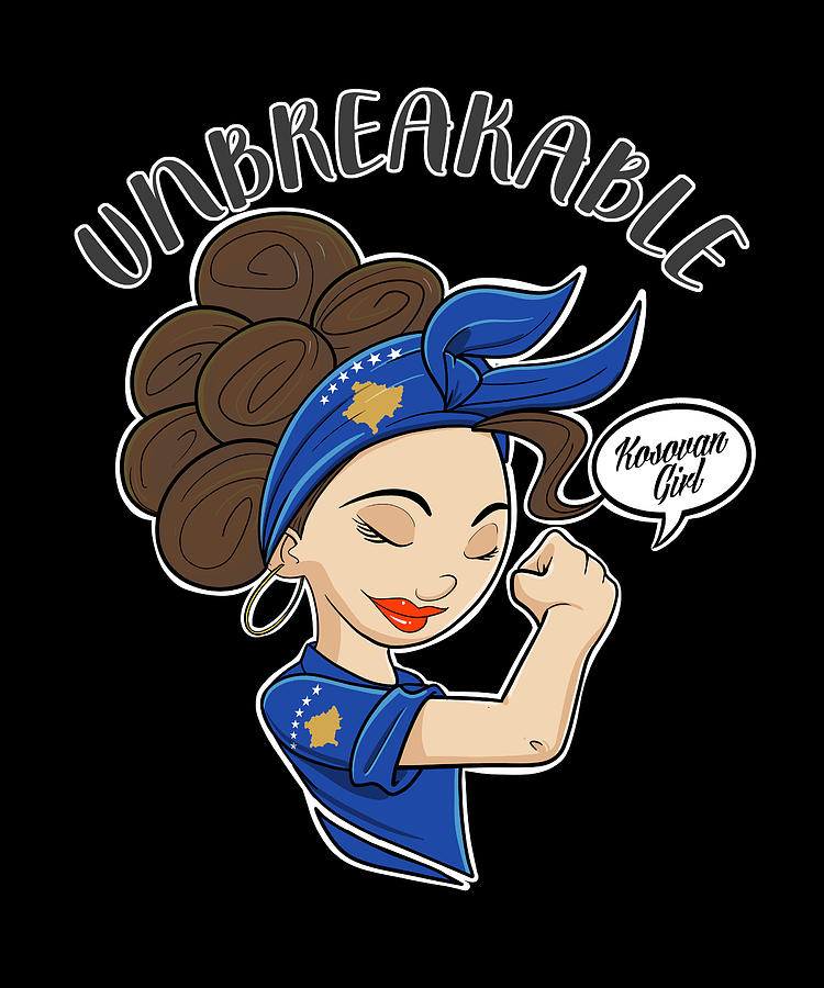 Kosovan Girl Unbreakable I Kosovan Heritage I Kosovo Flag Digital Art