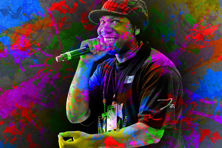 KRS One Famous Rapper Paint Splatters Colorful Portrait Mixed Media by ...
