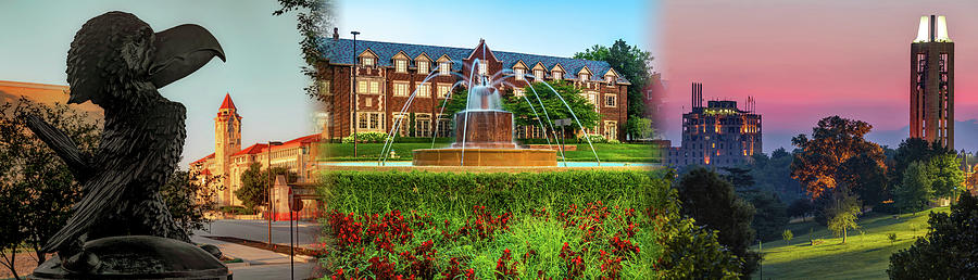 KU Lawrence Kansas Campus Landmark Panoramic Collage Photograph by ...