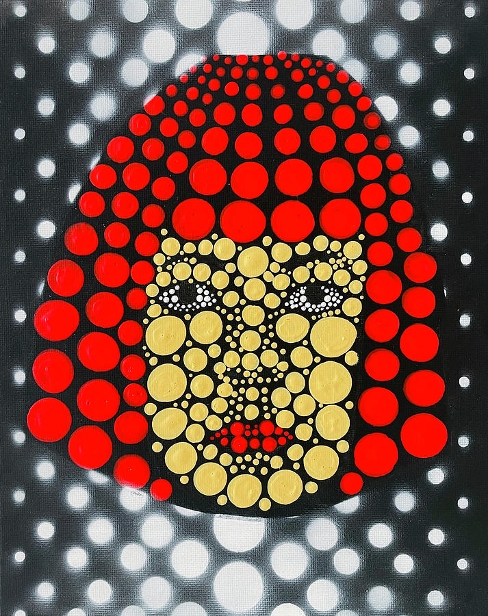 Kusama portrait, Yayoi Kusama Pop art, Homage on Kusama painting, Polka ...