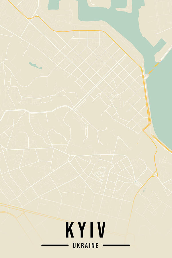 Kyiv Map Ukraine Day Version Aesthetic Minimalistic Digital Art by ...