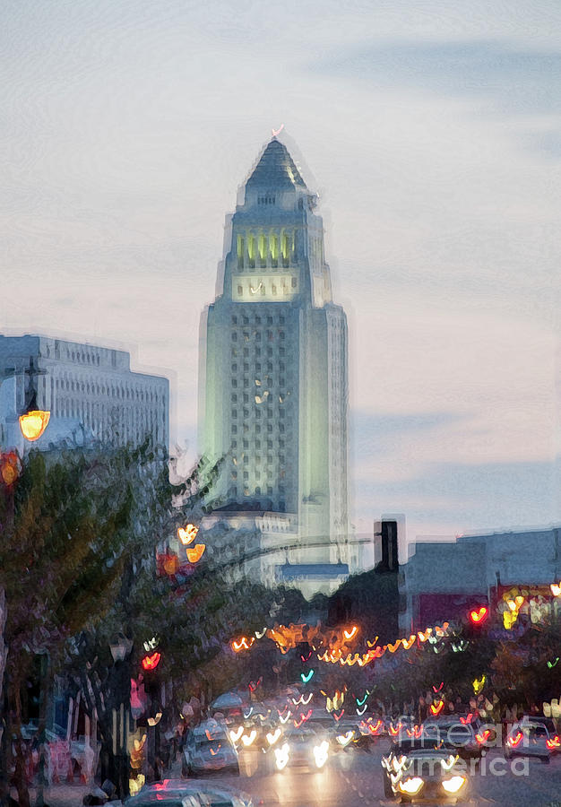 L A Power Tower Watercolor Photograph By Michael Ziegler Pixels