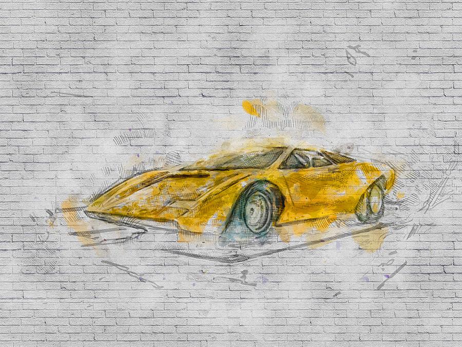 Lamborghini Countach LP500 1971 retro supercar retro cars yellow ...