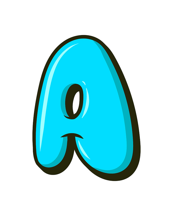 Letter A Graffiti Alphabet, A Typography Blue letter A, Bubble Letter A Digital Art by Elsayed ...