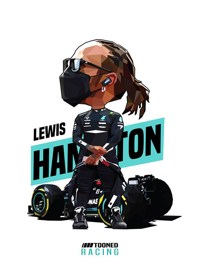 Lewis Hamilton Cartoon Racing Digital Art by Cotton Nerd - Fine Art America