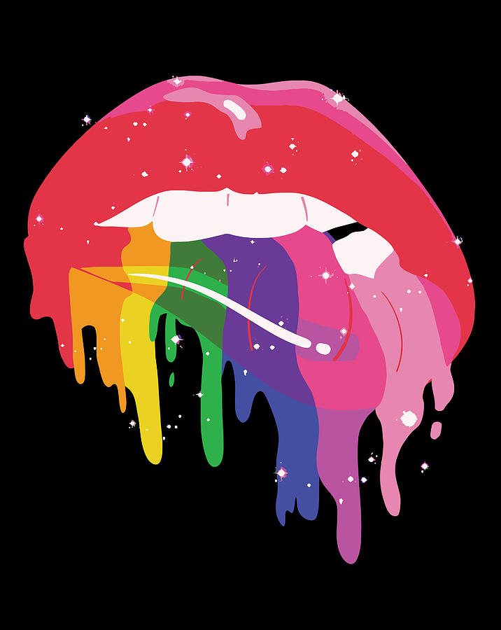 Lgbt Glossy Rainbow Gay Pride Dripping Lips Drawing By Hai Trieu Koh