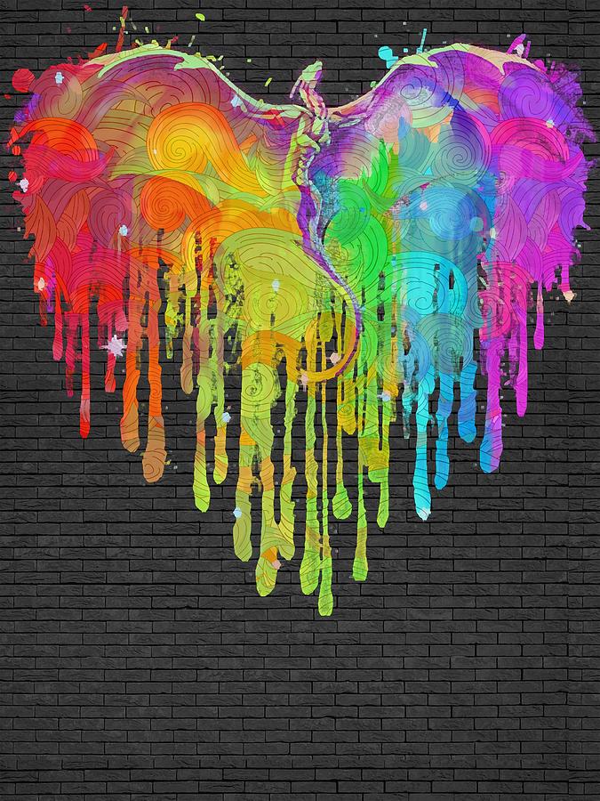 Lgbt Pride Rainbow Dragon Lgbt Heart Watercolor Gay Lgbtq Digital Art