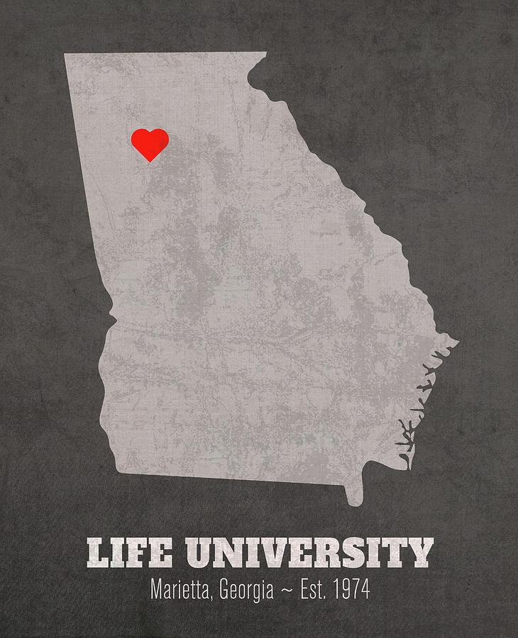 Life University Marietta Georgia Founded Date Heart Map Mixed Media by ...