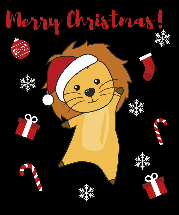 Lion Christmas Snow Winter Animals Lions Poster Painting by Evie Keeley ...