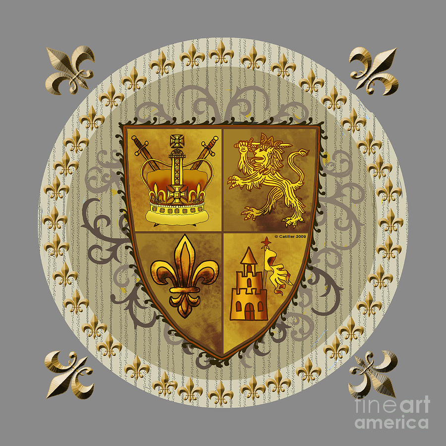 Lion Fleur De Lis Shield Painting by ArtMuvz Illustration - Fine Art ...