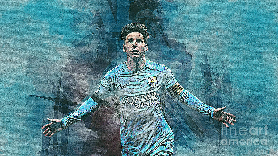 Lionel Messi Shadow Paint Art Design Digital Art by GnG Bros