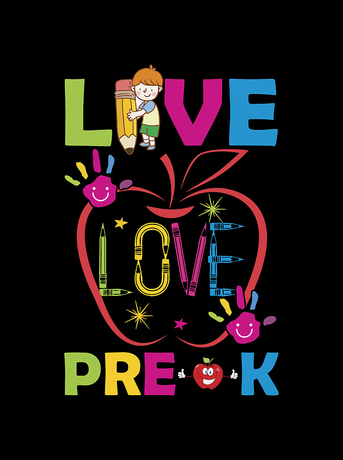 Live Love Pre-K Teacher Kid Back To School Digital Art by Eboni Dabila ...