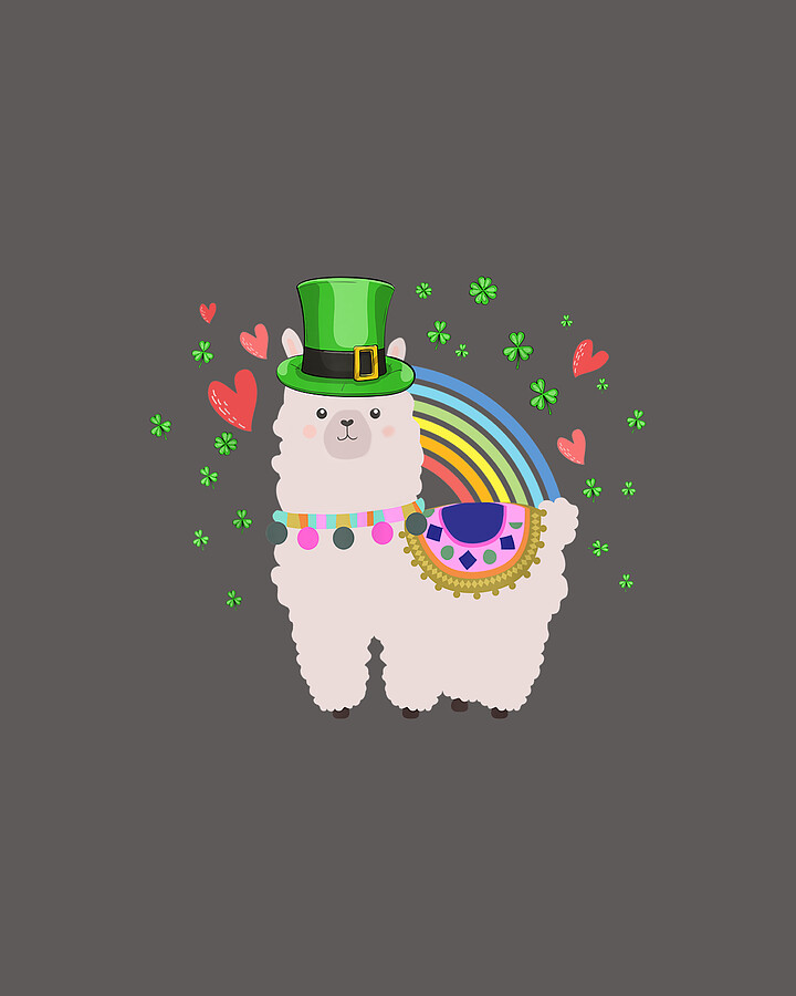 Llama St Patricks Day T-Shirt Rainbow Leprechaun Hat Kids T-Shirt ...
