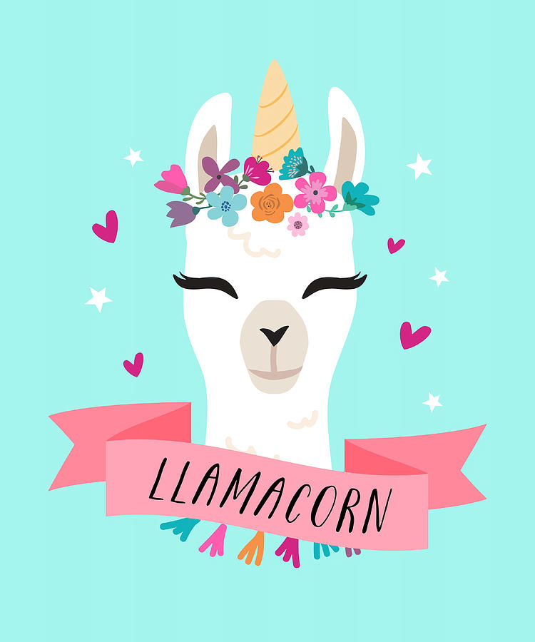 Llamacorn Magical Llama Unicorn Poster blue Painting by Dominic Thomas ...