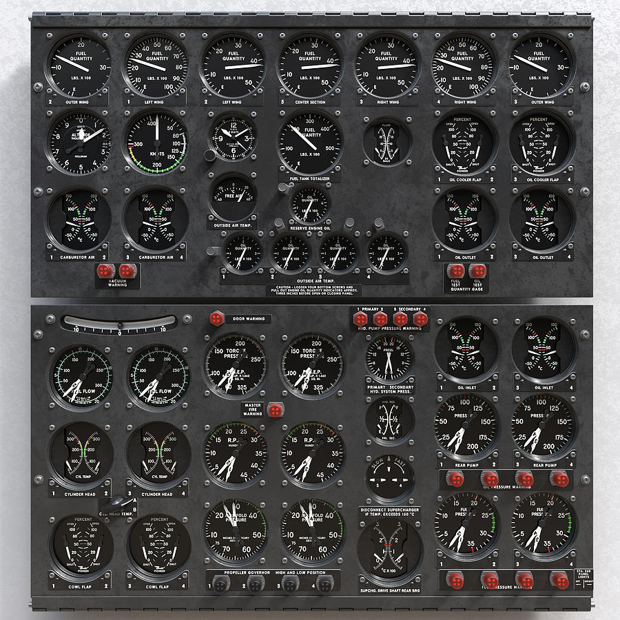 Lockheed Constellation Flight Engineer Panel Digital Art by Bruno ...