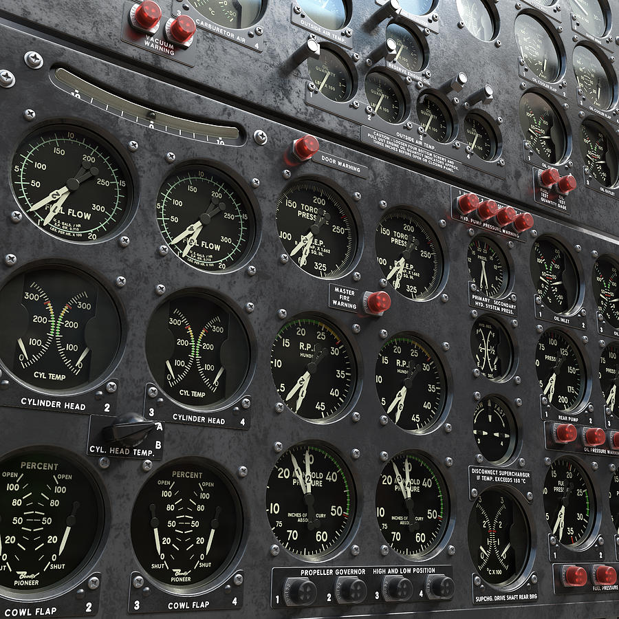 Lockheed Constellation Flight Engineer Panel Close Up Digital Art by ...