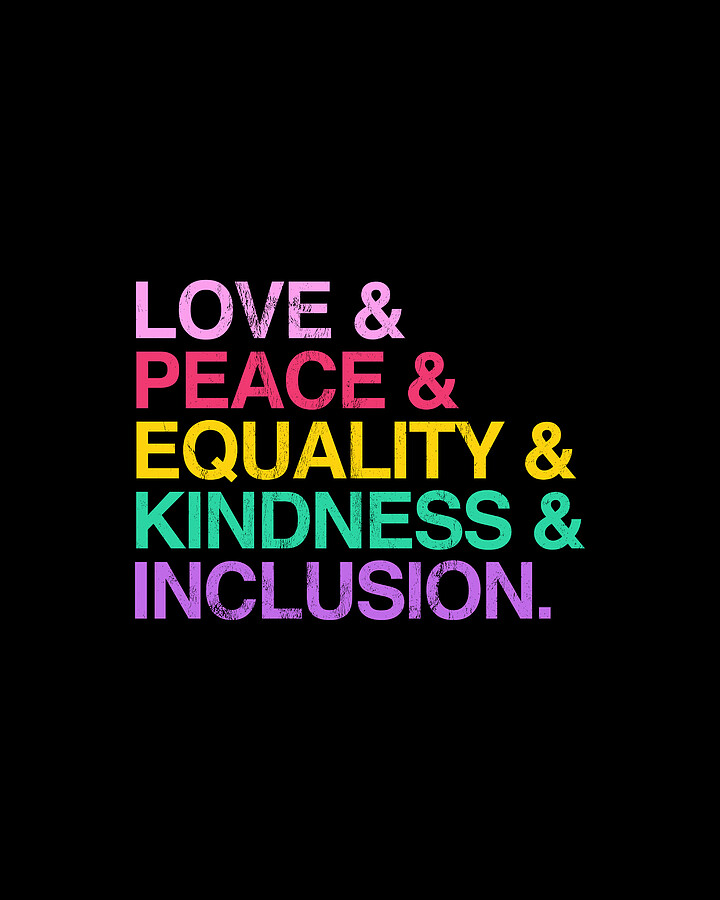 Love Peace E Kindness Inclusion S Drawing by Noirty Designs