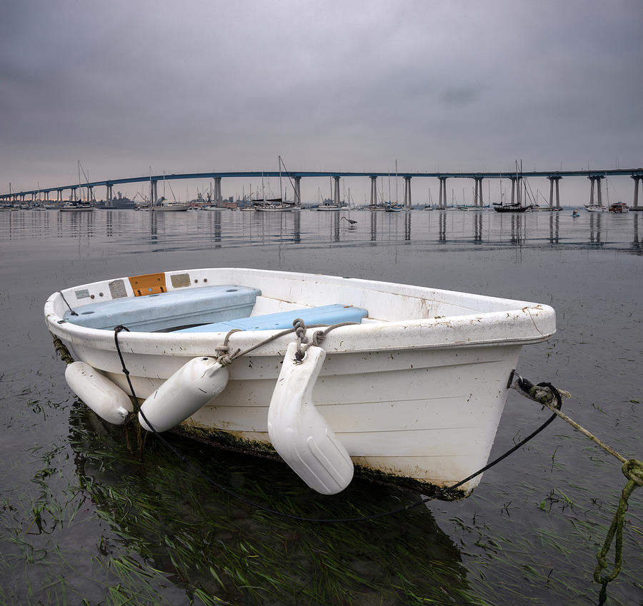 Low Tide Boat and Clouds at Coronado Photograph by William Dunigan - Pixels