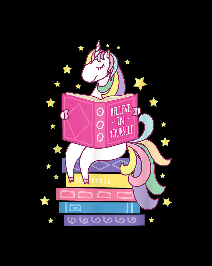 Lucky Reading Library Unicorn Read Books Lover Reader Gifts For Digital ...