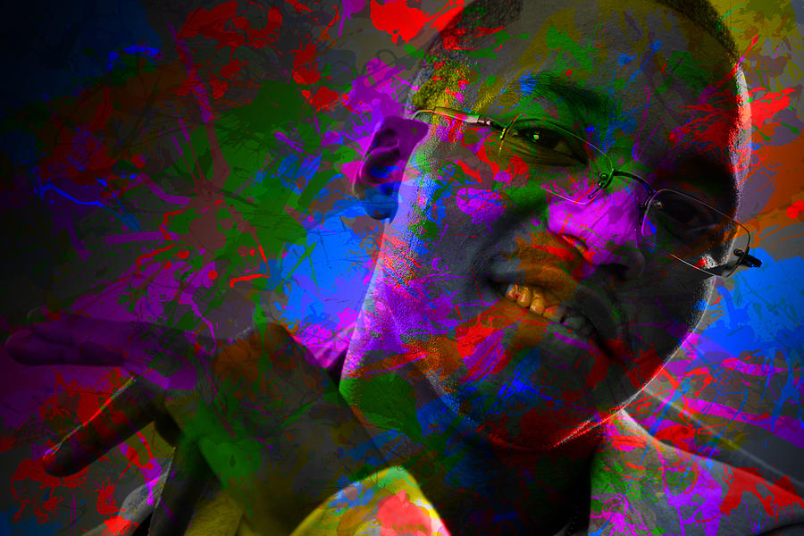 Lupe Fiasco Famous Rapper Paint Splatters Colorful Portrait Mixed Media ...