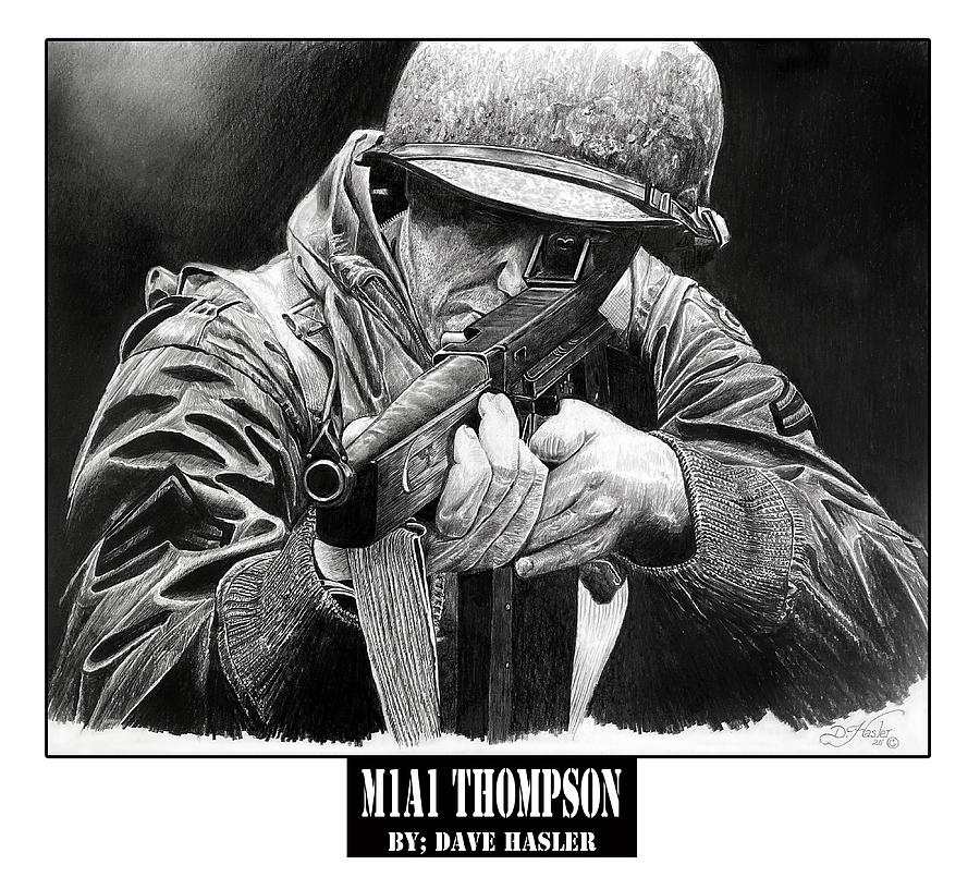 M1A1 Thompson Drawing by Dave Hasler | Pixels
