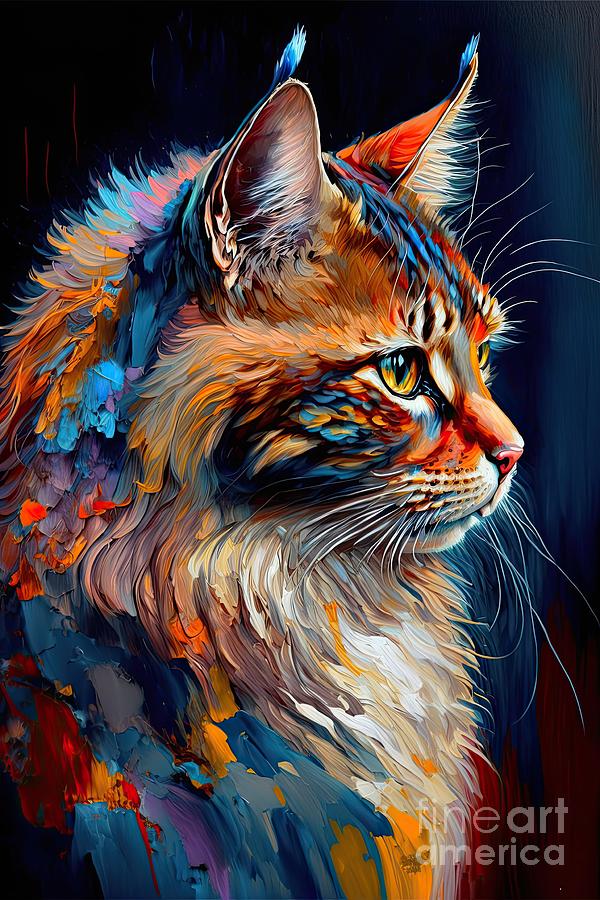 Maine Coon Cat Art. Digital Art by Enzo Matteo - Pixels