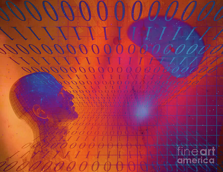 Man head mesh and binary code Digital Art by Bruce Rolff - Fine Art America