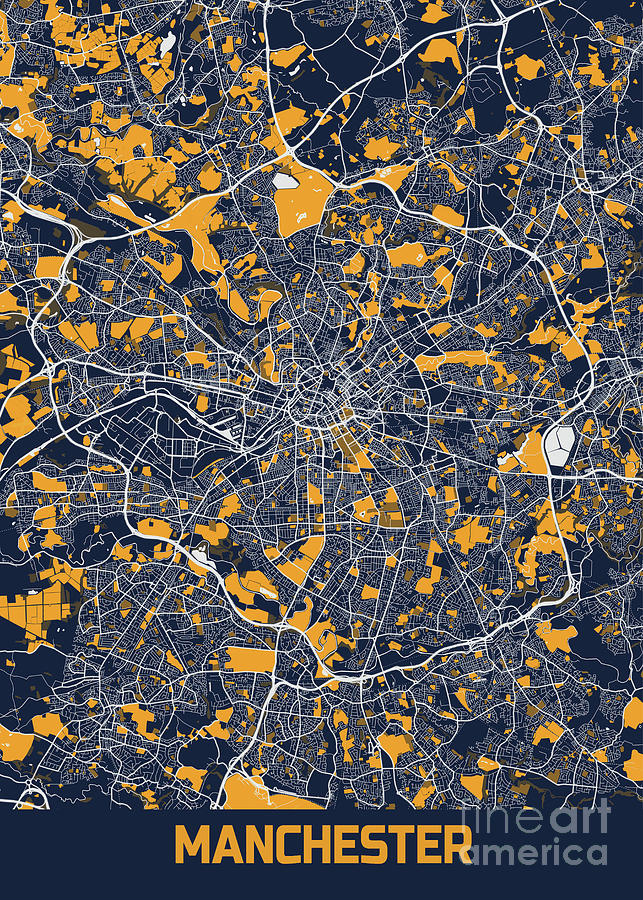 Manchester - United Kingdom Bluefresh City Map Digital Art by Tien ...