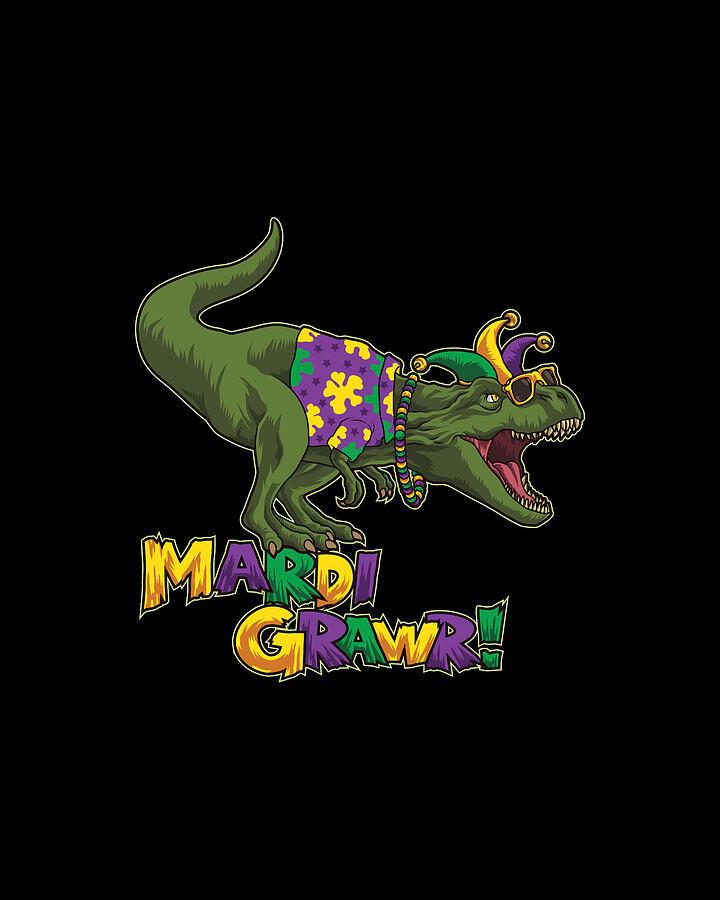 Mardi Gras TRex Mardi Grawr Dinosaur Costume Digital Art by Mister Tee ...