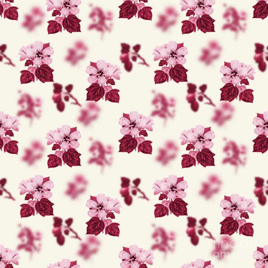Marsh Hibiscus Botanical Seamless Pattern in Viva Magenta n.0015 Mixed ...