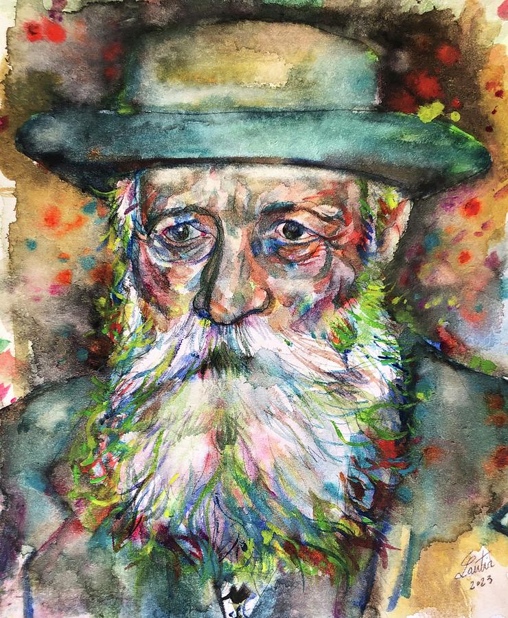 MARTIN BUBER watercolor portrait .3 Painting by Fabrizio Cassetta - Pixels