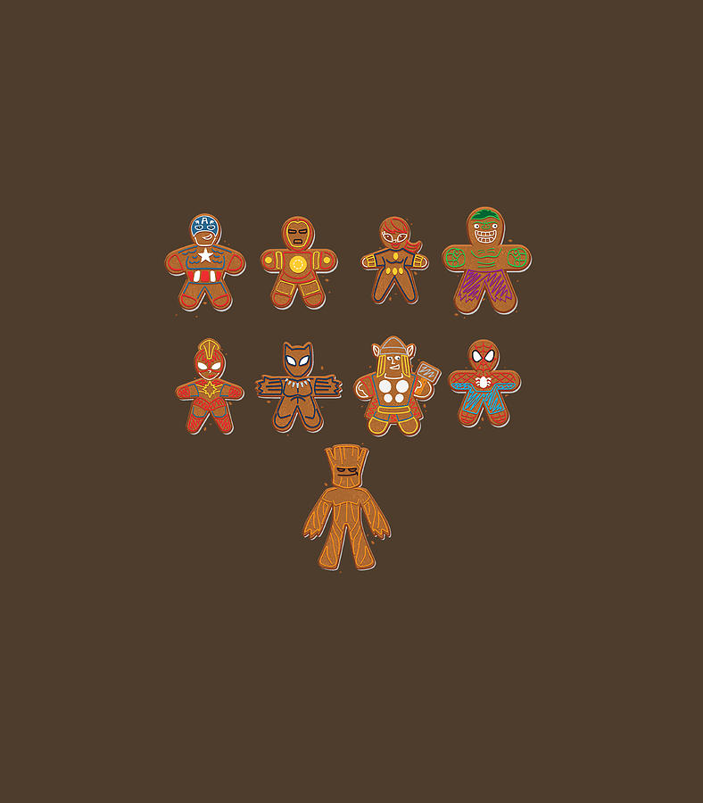 Marvel Avengers Gingerbread Cookie Line Up1 Digital Art by Meherl Che ...