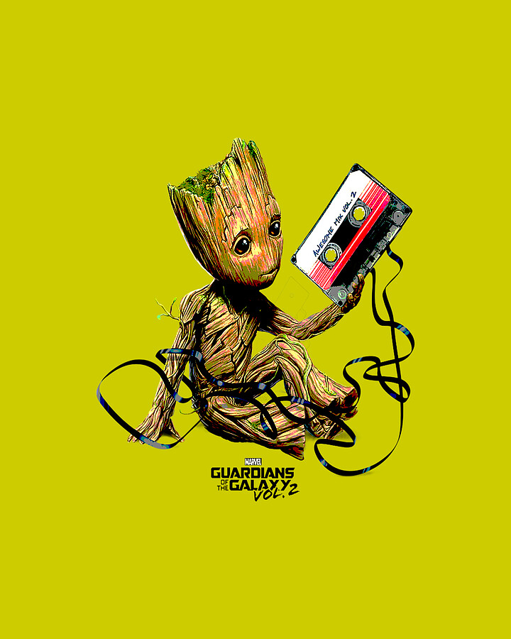 Marvel Womens Crew Marvel Guardians Of The Galaxy Vol 2 Groot Tape ...