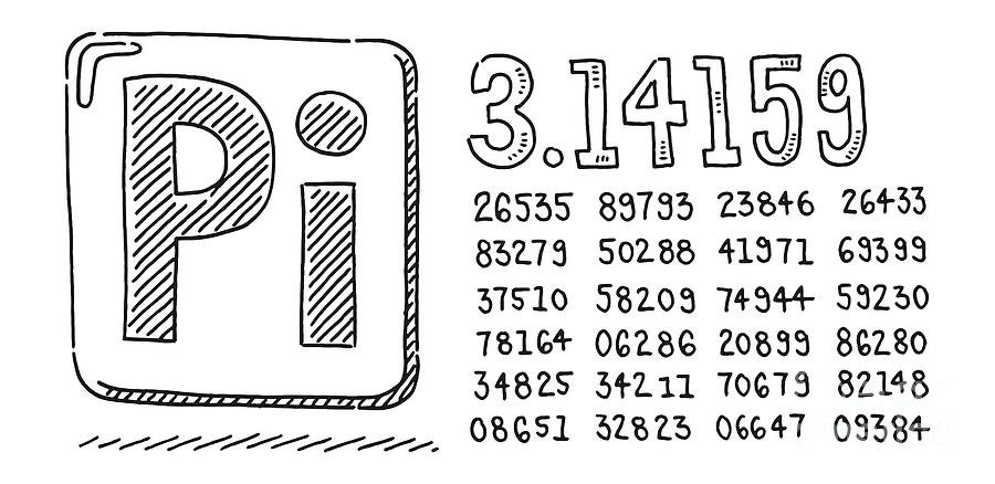 Mathematical Number Pi Drawing by Frank Ramspott