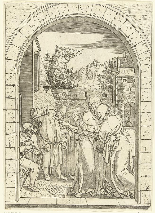 Meeting of Joachim and Anna at the Golden Gate, Marcantonio Raimondi ...