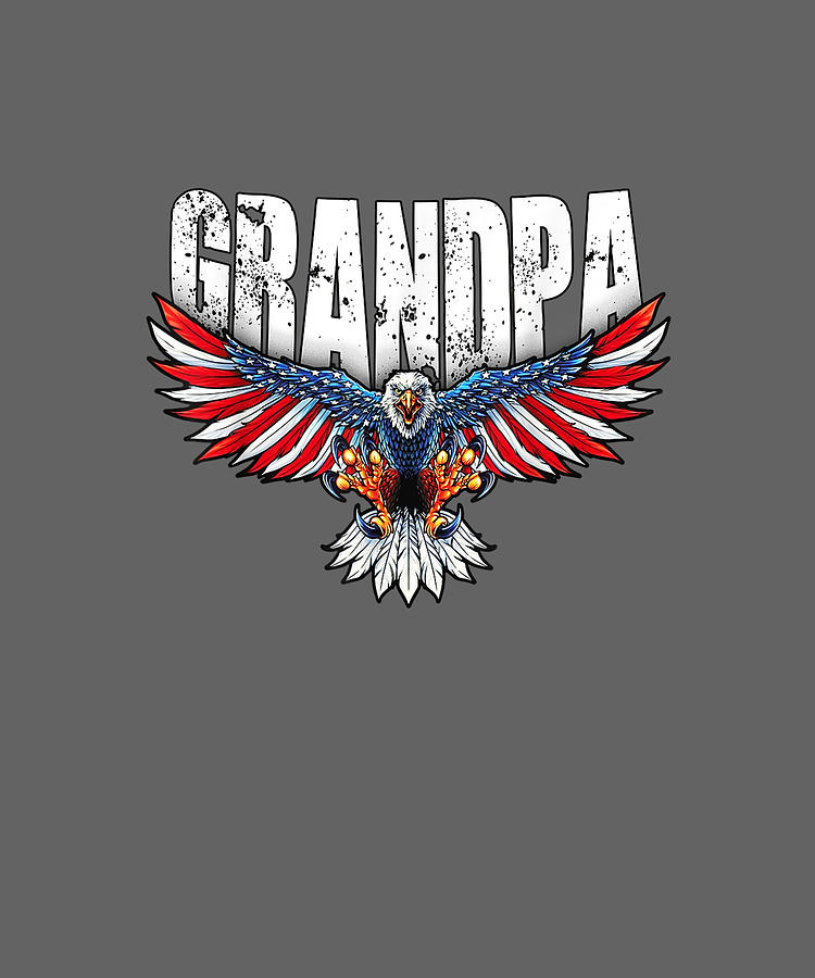 Mens Grandpa Vintage USA Flag Bald Eagle Patriotic 4th of July T-Shirt Drawing by Ngo Ngoc ...