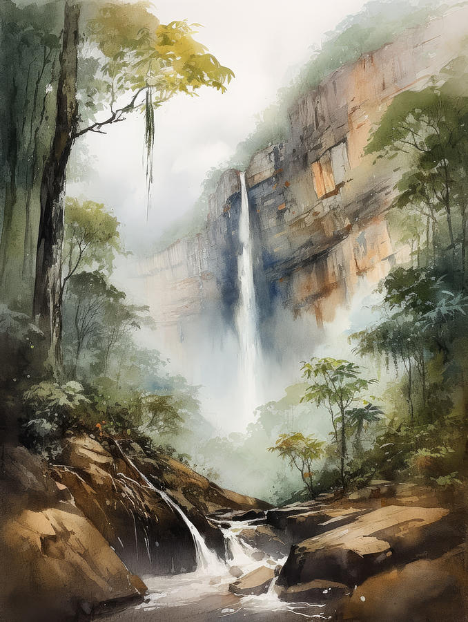 Mesmerizing Angel Falls. Digital Art by Schalk Ras - Pixels