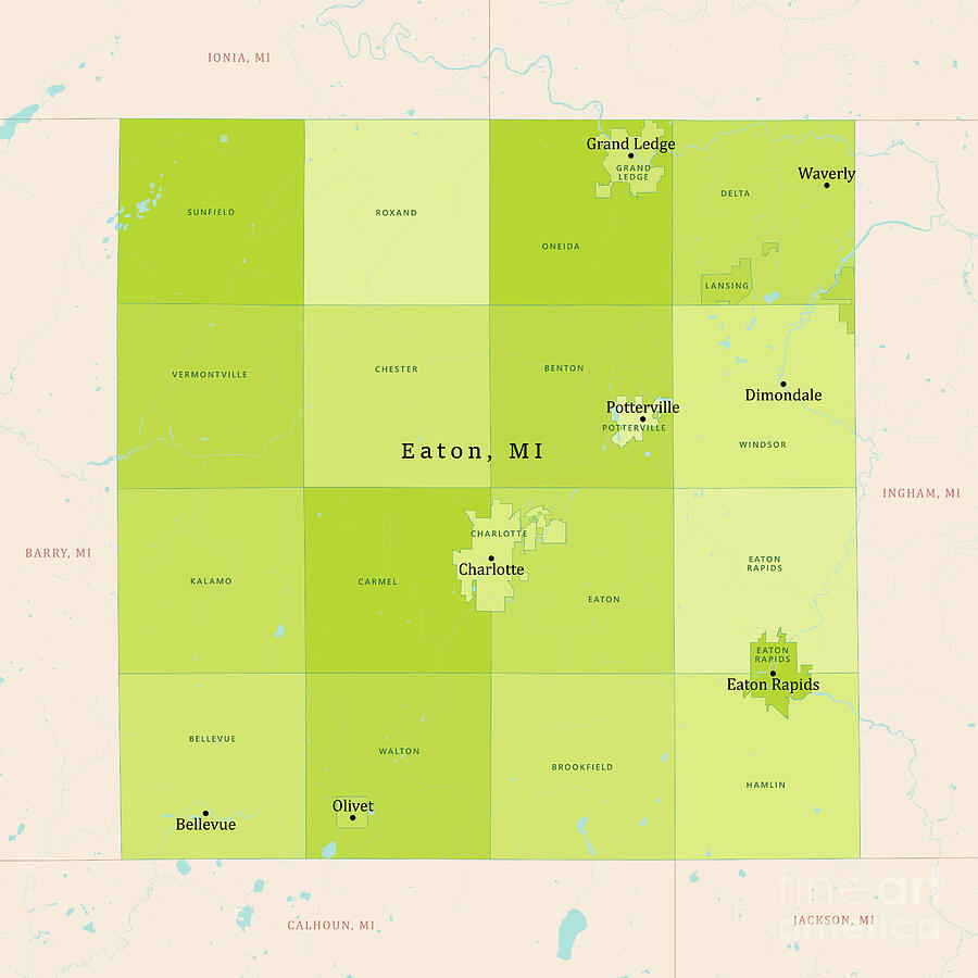 MI Eaton County Vector Map Green by Frank Ramspott
