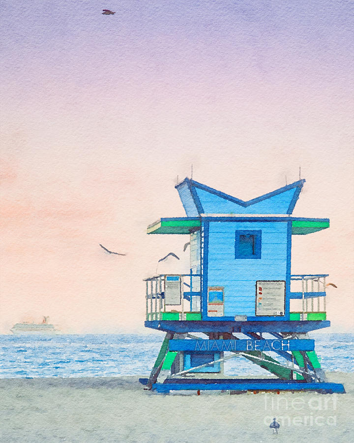Miami Beach Lifeguard Station Digital Art by Robert Sandler - Fine Art ...